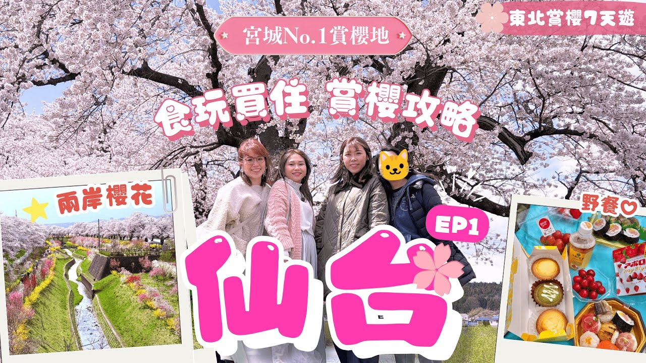 99.9%人沒看過的奇景 4個女生玩轉#仙台 🍻美食購物🛍️酒店🌸賞櫻攻略【東北7天遊EP1】白石川堤千本櫻．船岡城址公園｜牛舌🥩山形牛🔥+超 ...